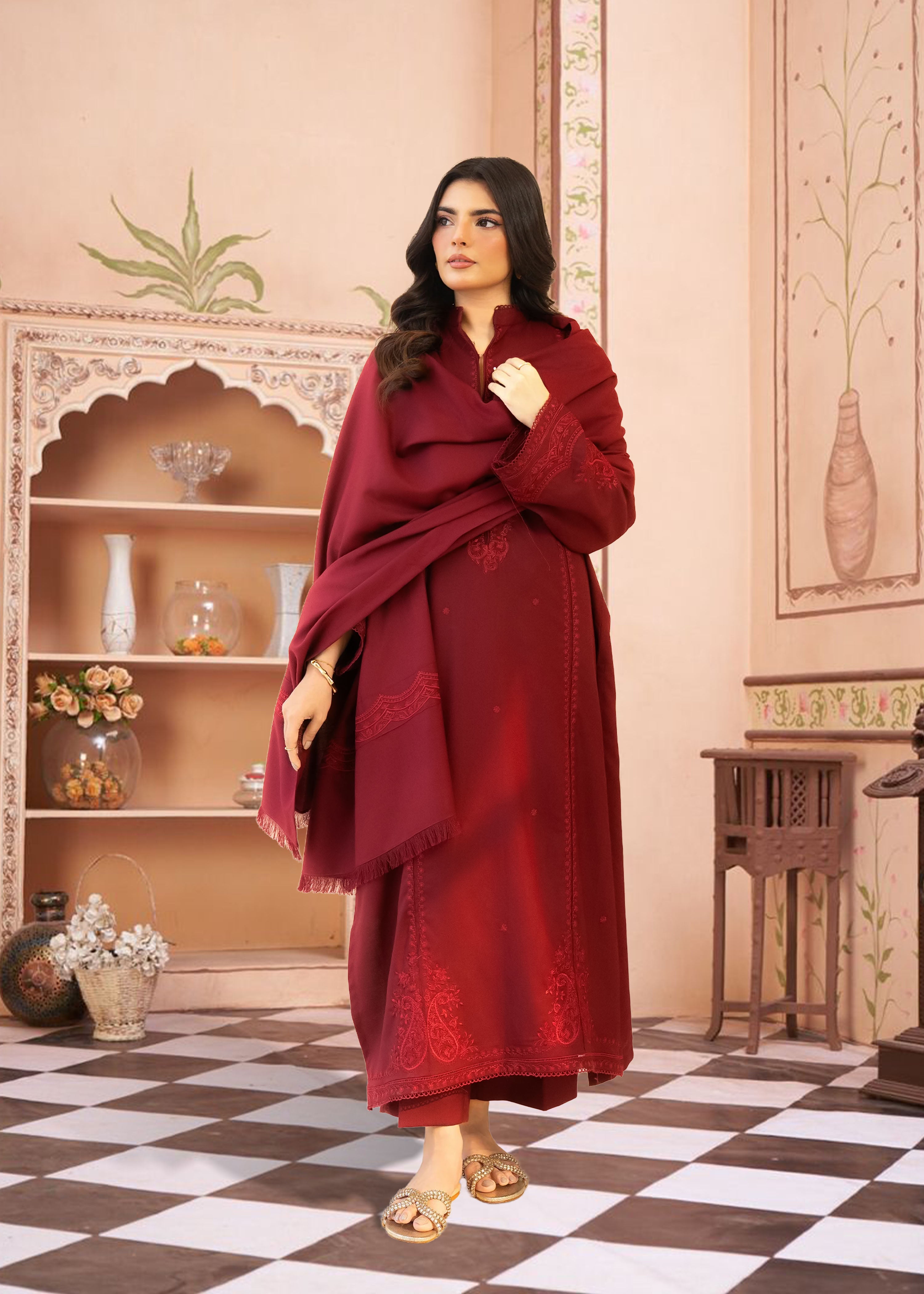 Mehroo Embroidered 3pcs – Chaudhary Arts